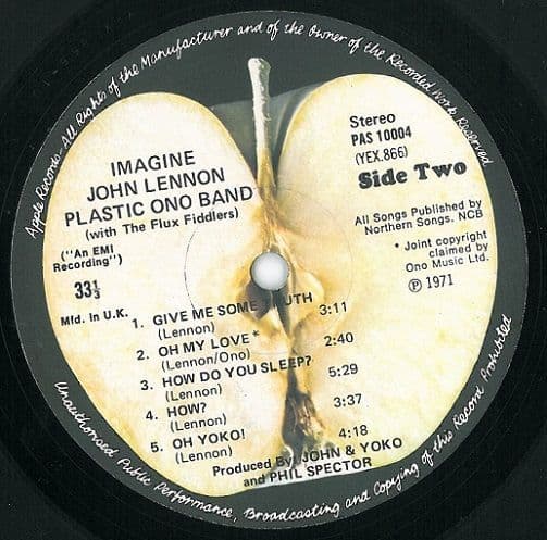 JOHN LENNON Imagine Vinyl Record LP Apple 1971